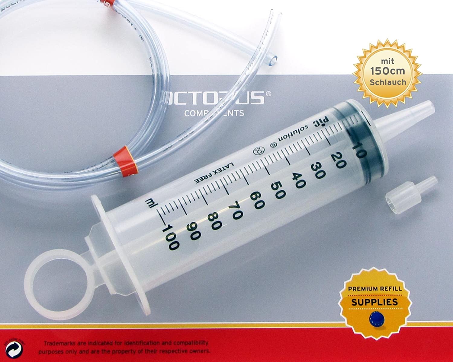 100 ml dosing syringes with 150 cm tube of PVC, plastic syringes with ...