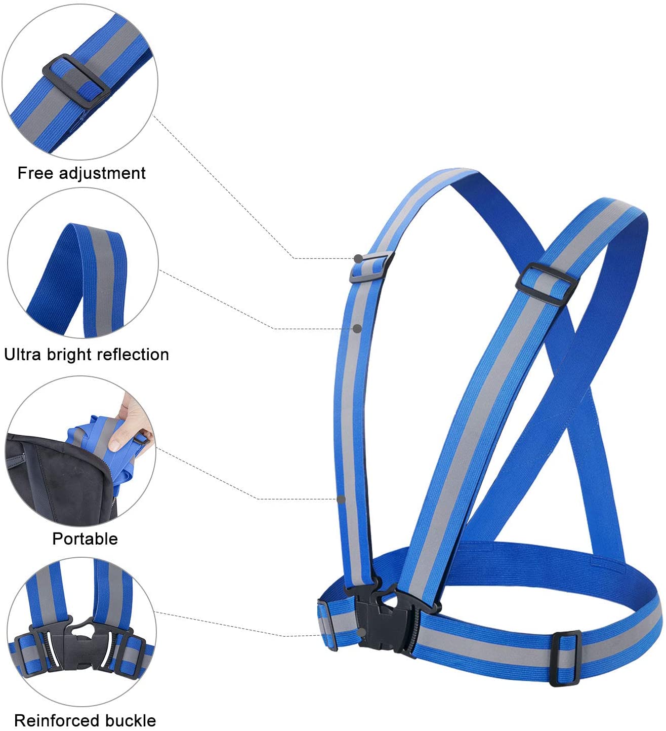 SKL 2 Pack Reflective Night Running Vest with Adjustable Strap ...