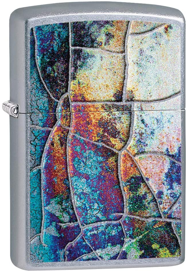 Zippo Unisex’s Rust Patina Design Windproof Lighter, Chrome, Regular ...