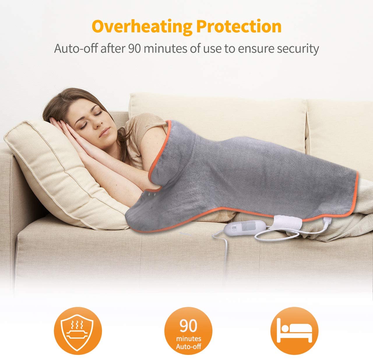 Electric Heating Pad, ATMOKO Back Warmer for Shoulder Back Pain Relief ...