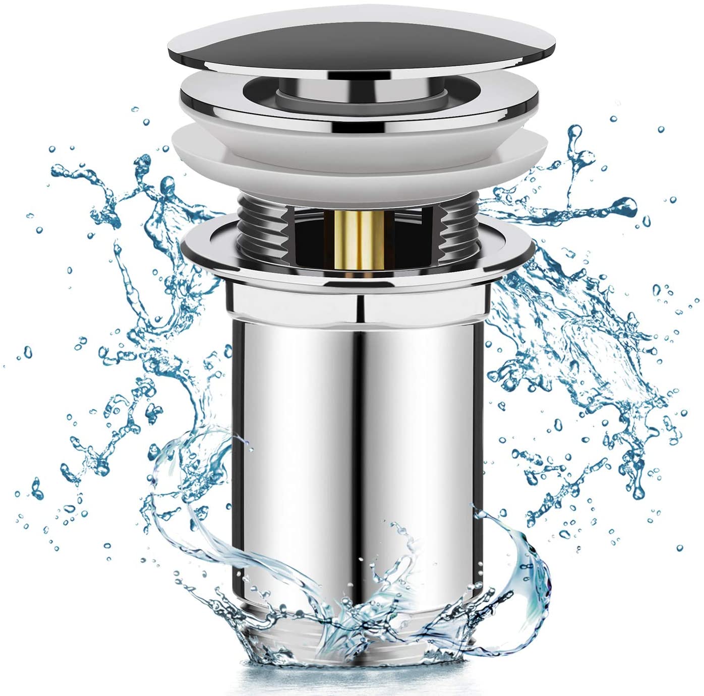 Linkax Basin Sink Waste Tap Sink Plug Slotted Bathroom Push Pop Up ...