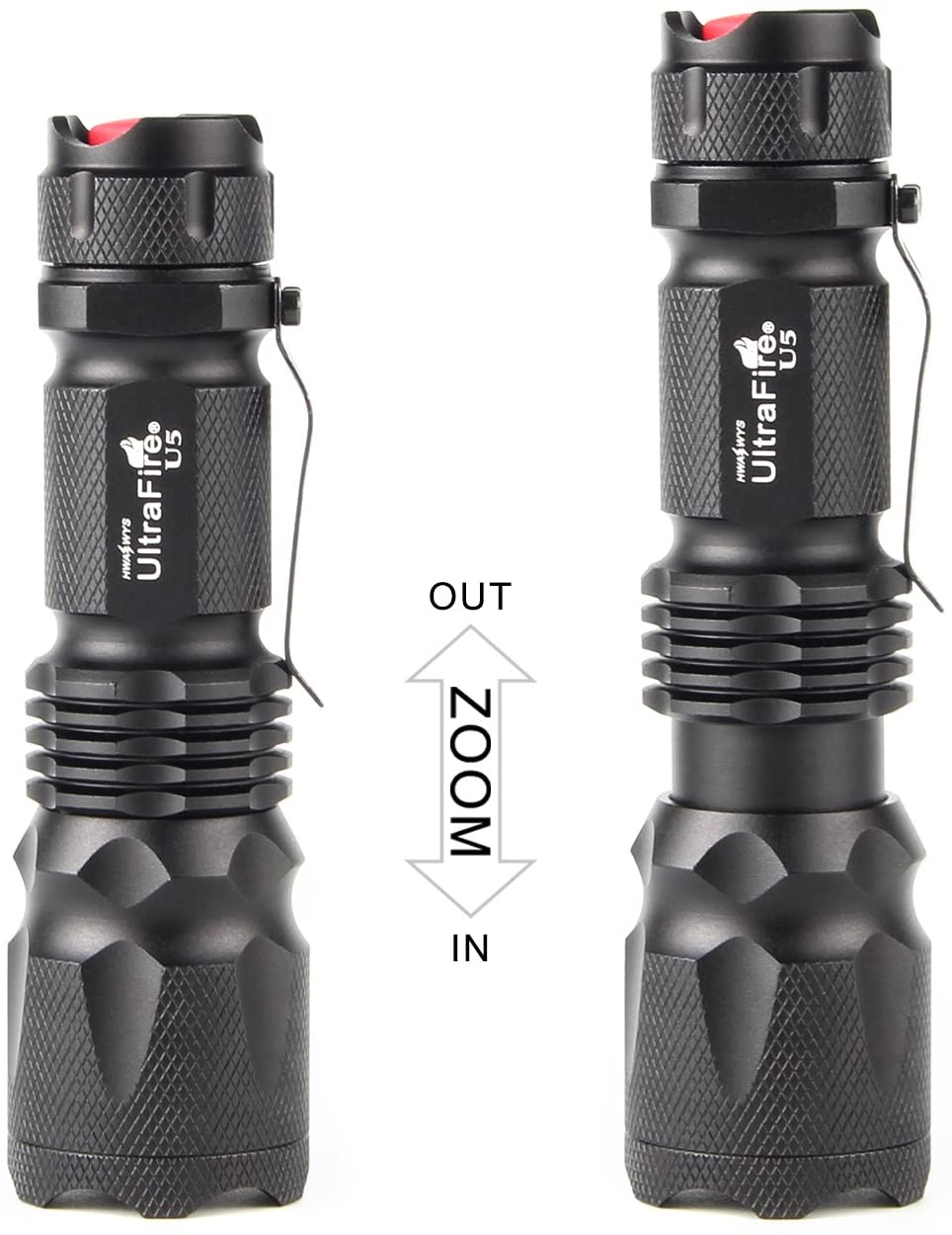 ULTRAFIRE Mini LED Torch Zoomable Bright 300 Lumens 3 Modes Small ...