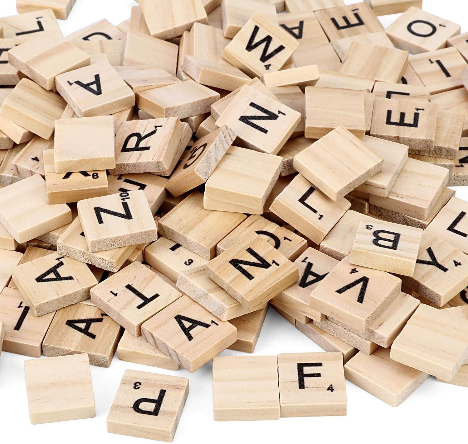 Magicfly 500 Pcs Scrabble Wood Letter Tiles, Wooden Tiles A-Z Capital ...