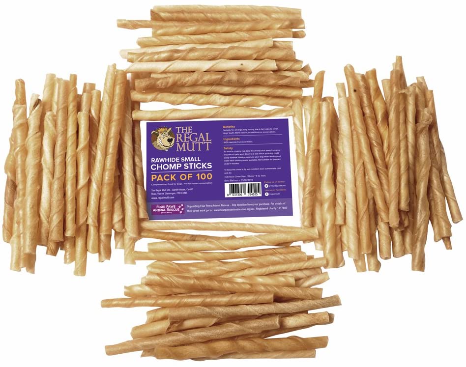 The Regal Mutt – Rawhide Chomp Sticks 115mm x 5/9mm, Pack of 100 – BigaMart