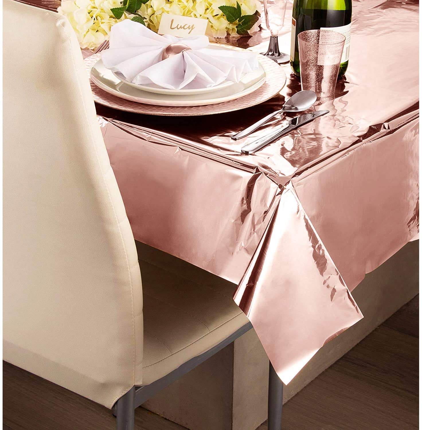 Rorchio Rose Gold Plastic Tablecloth Foil Table Cover for Rose Gold ...