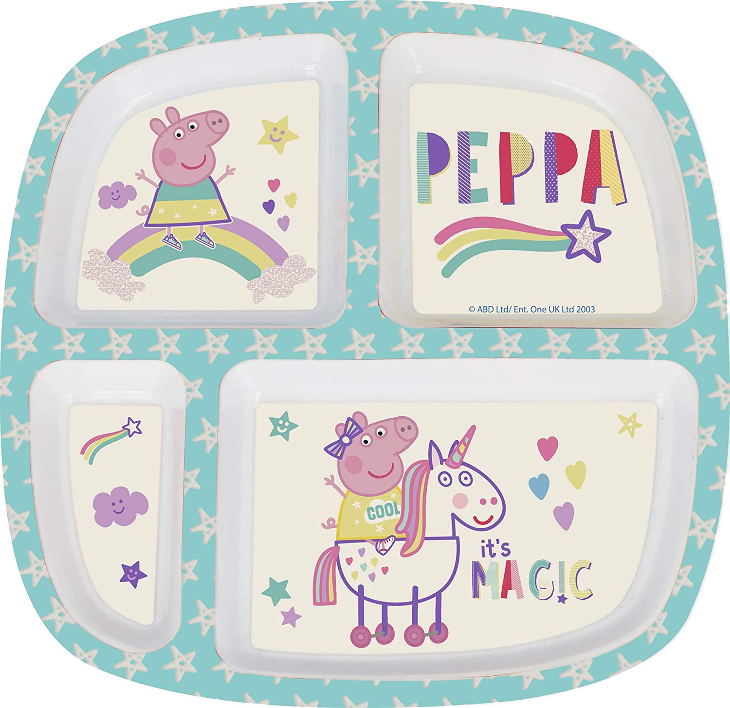 Peppa Pig 2034, Bamboo plate divided Magical; dimensions 23x23x2 cm; 4 ...