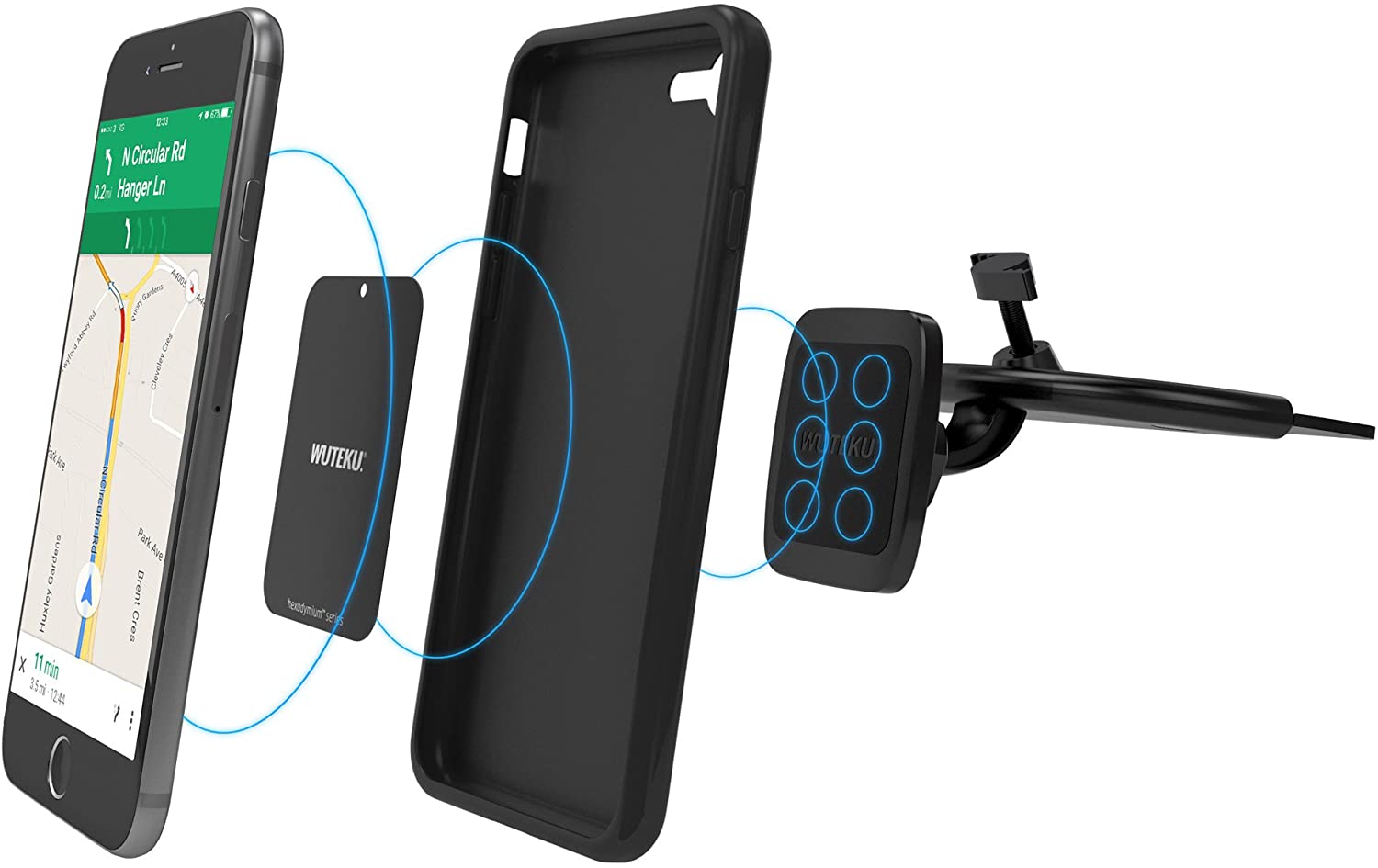 Wuteku Magnetic Phone CD Holder Kit For Car – Works on All Vehicles ...