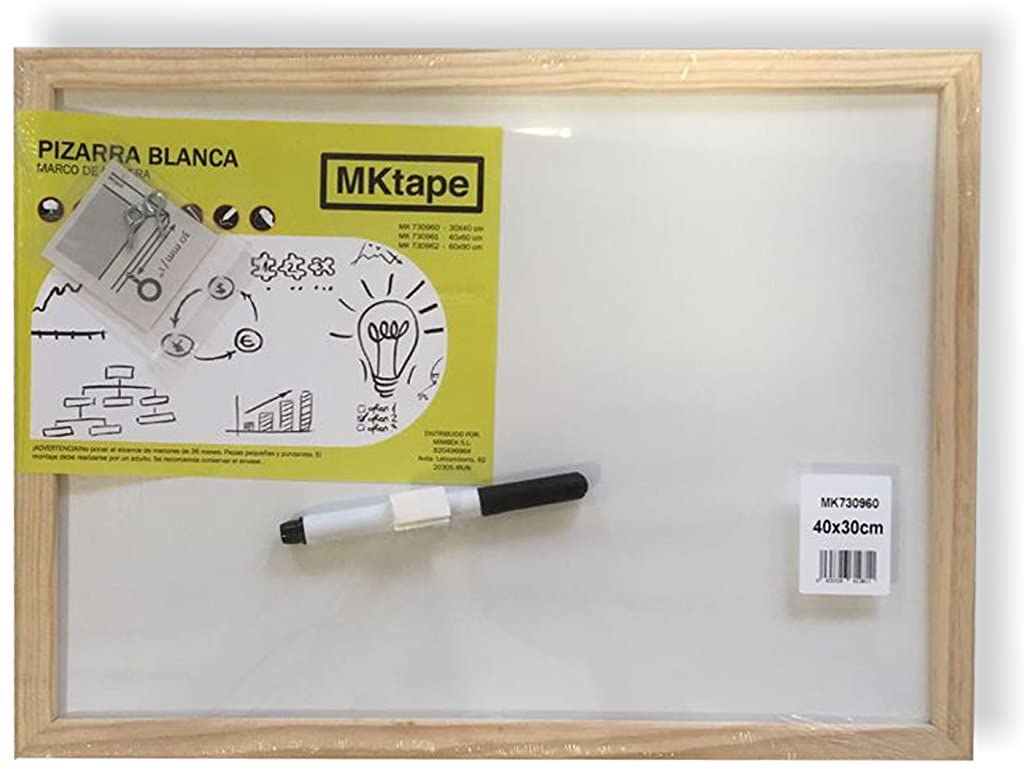 mktape mk730960 – Slate with Wooden Frame, 30 x 40 cm, White – BigaMart