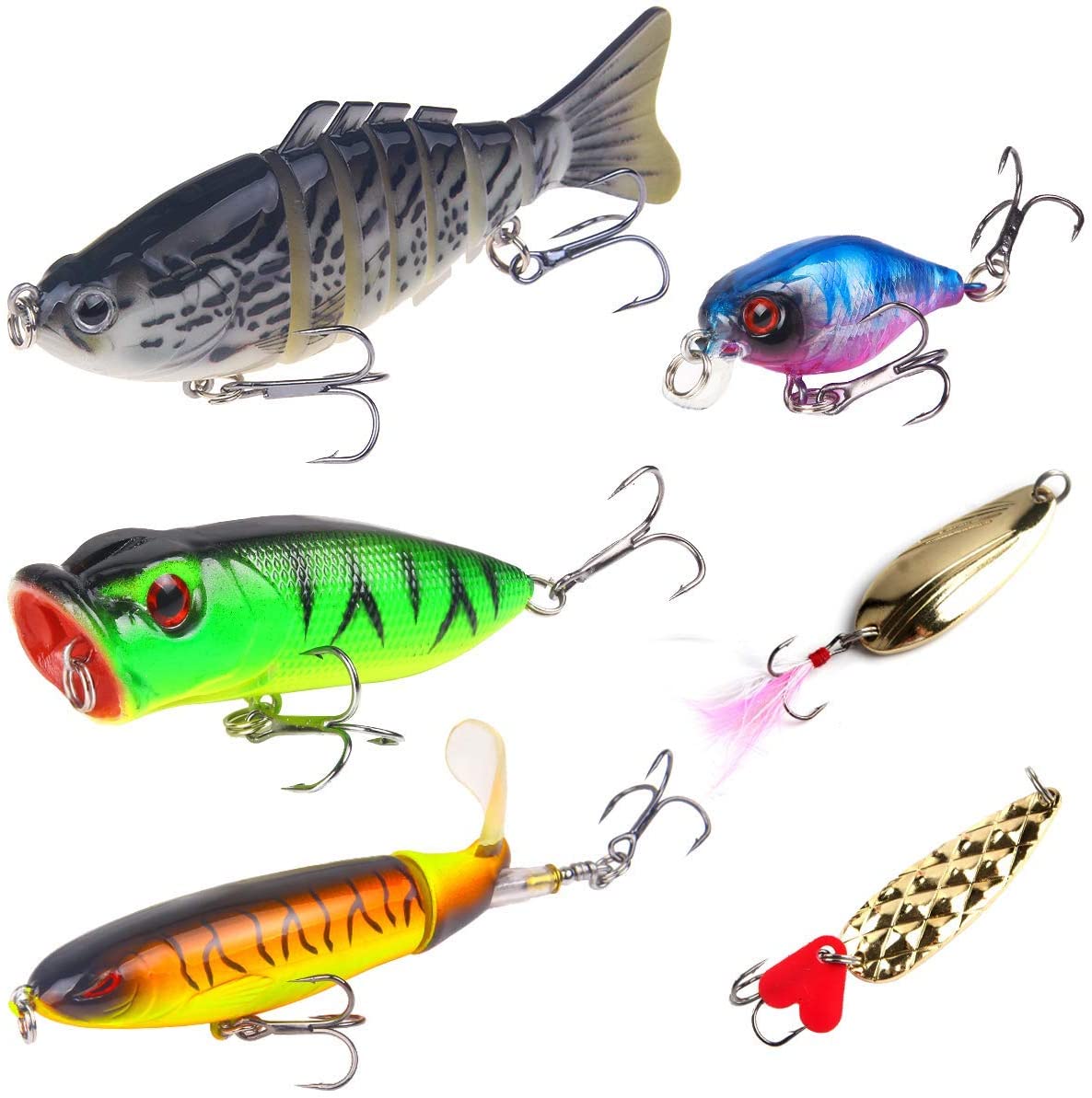 AISPARKY 6 Pieces Fishing Lures Bass Lures set, Pike lures with ...