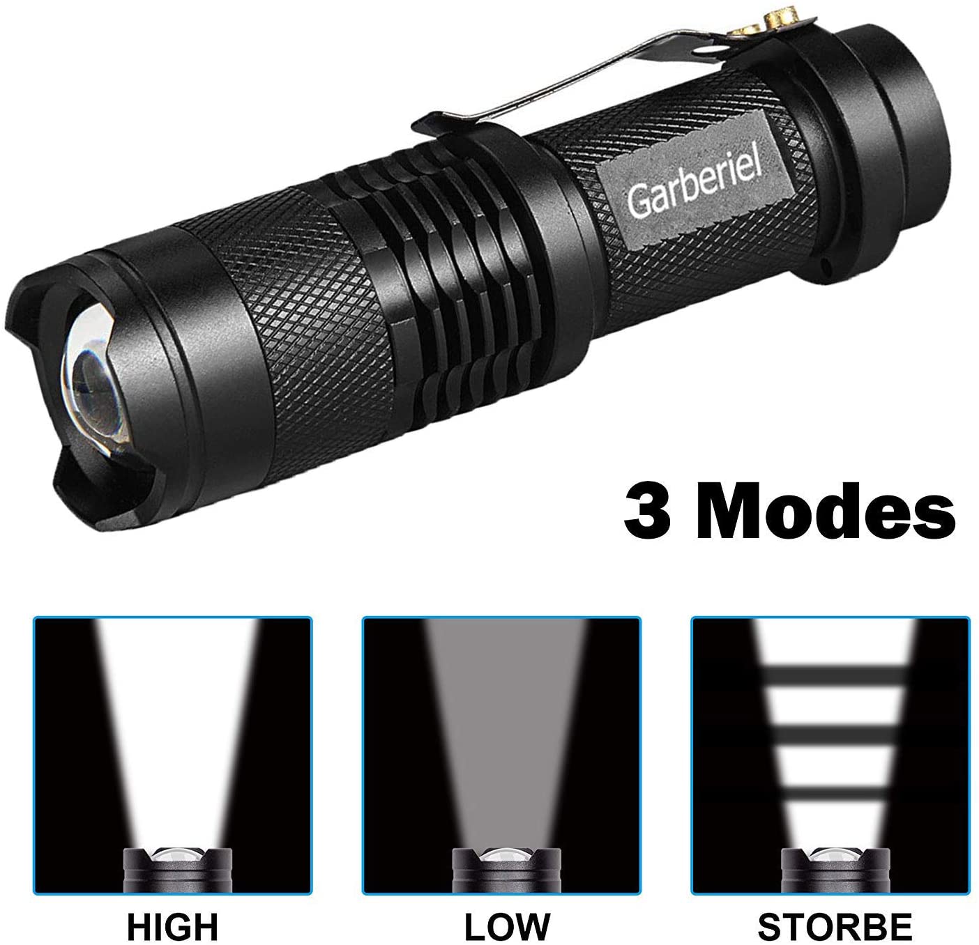 Pack of 3 Super Bright zoomable LED Torches with 3 Modes, Waterproof ...