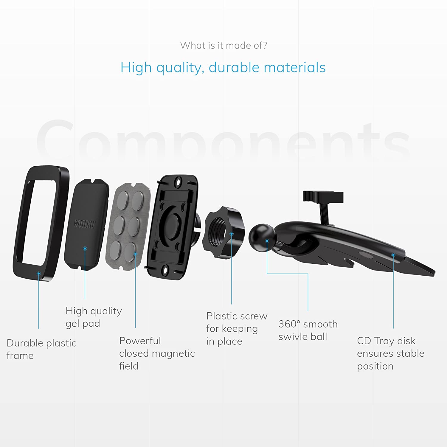 Wuteku Magnetic Phone CD Holder Kit For Car – Works on All Vehicles ...