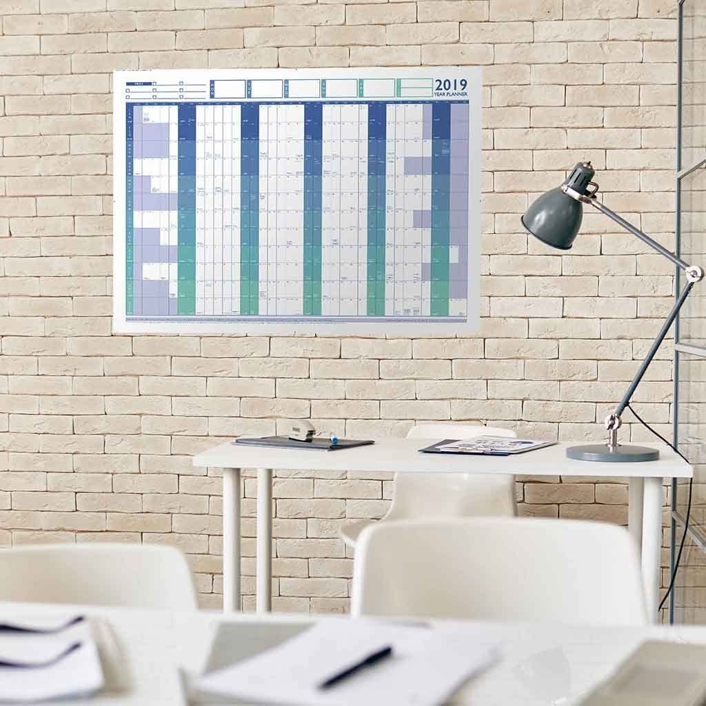 2019 Large Year Wall Chart and Holiday Planner (Blue), 19YPR – BigaMart