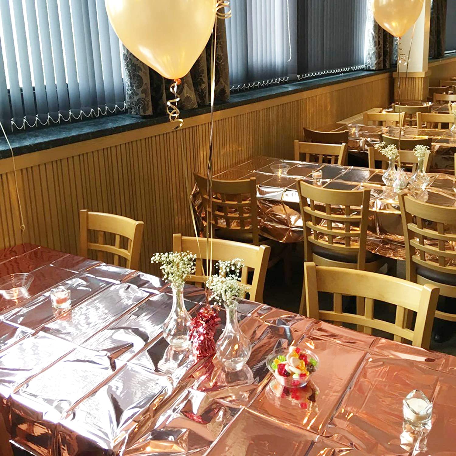 Rorchio Rose Gold Plastic Tablecloth Foil Table Cover for Rose Gold ...