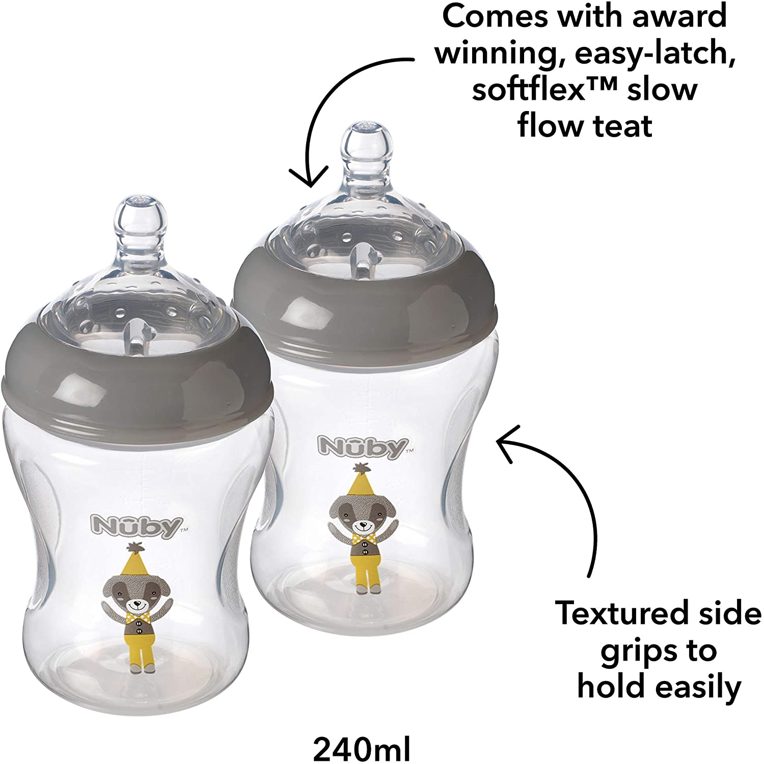 Nuby Newborn Baby Bottles Starter Set Grey – BigaMart