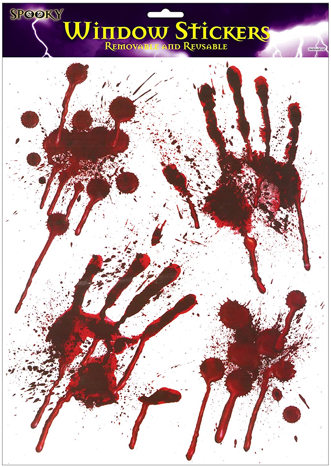 Halloween Bloody Hands Window Stickers – Bloody Designs Hand Prints ...
