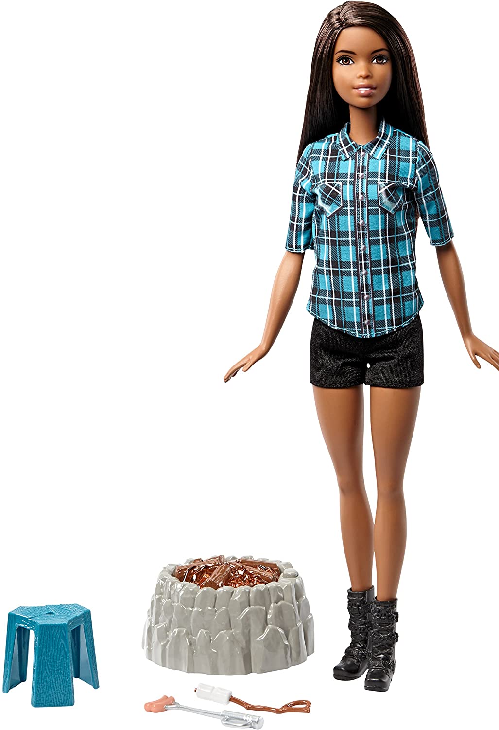 Barbie Camping Sisters Fun Doll With Light-Up Campfire – Brunette ...