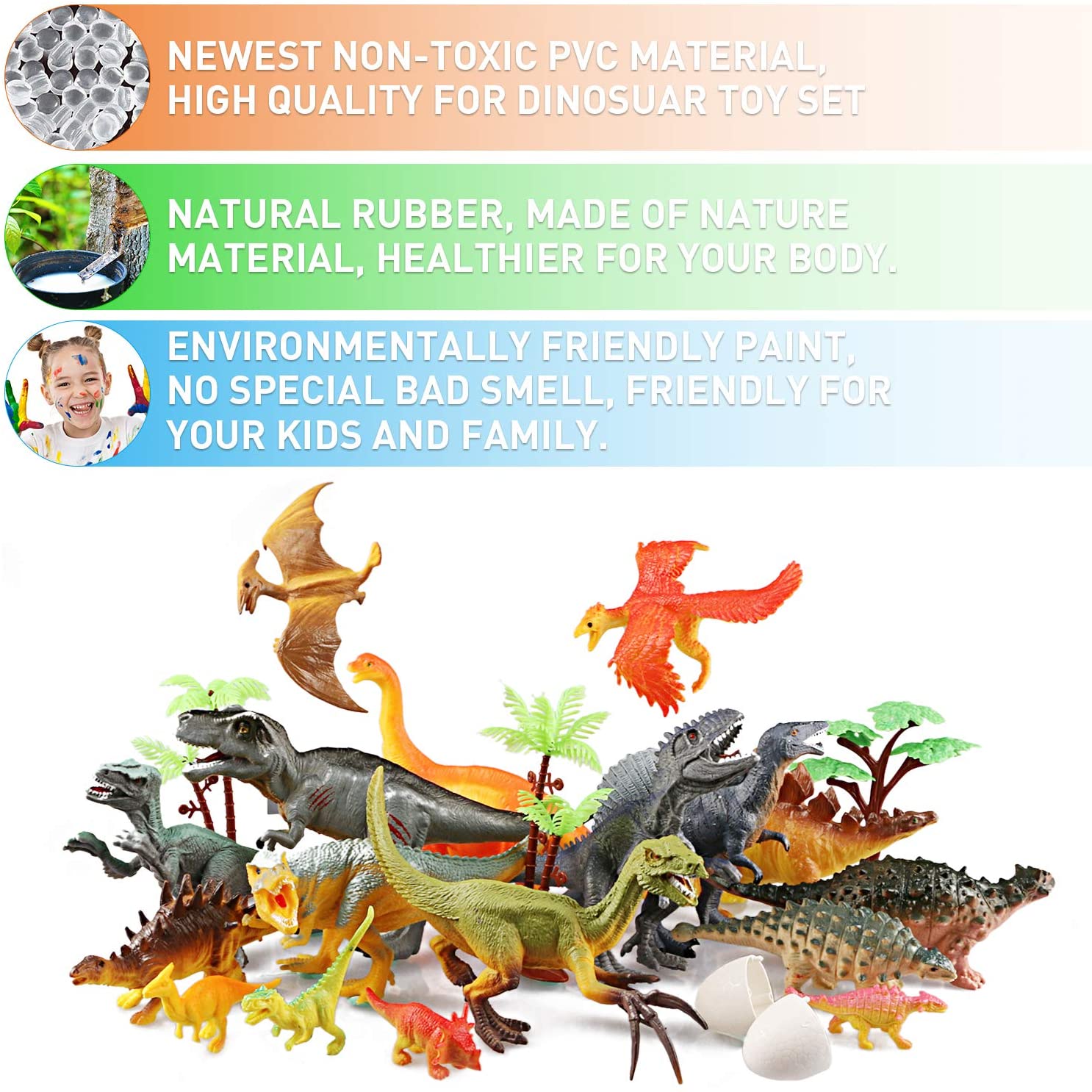 WOSTOO Dinosaur Toys Set, 23pcs Educational Dinosaur Toys Playset ...