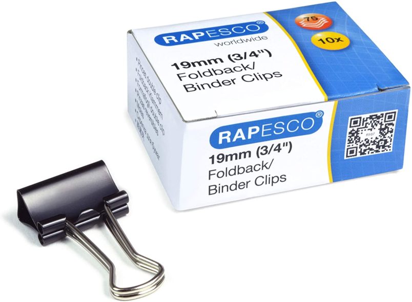 Rapesco FBC190B1 19 mm Foldback Clips, Black, Pack of 10 – BigaMart