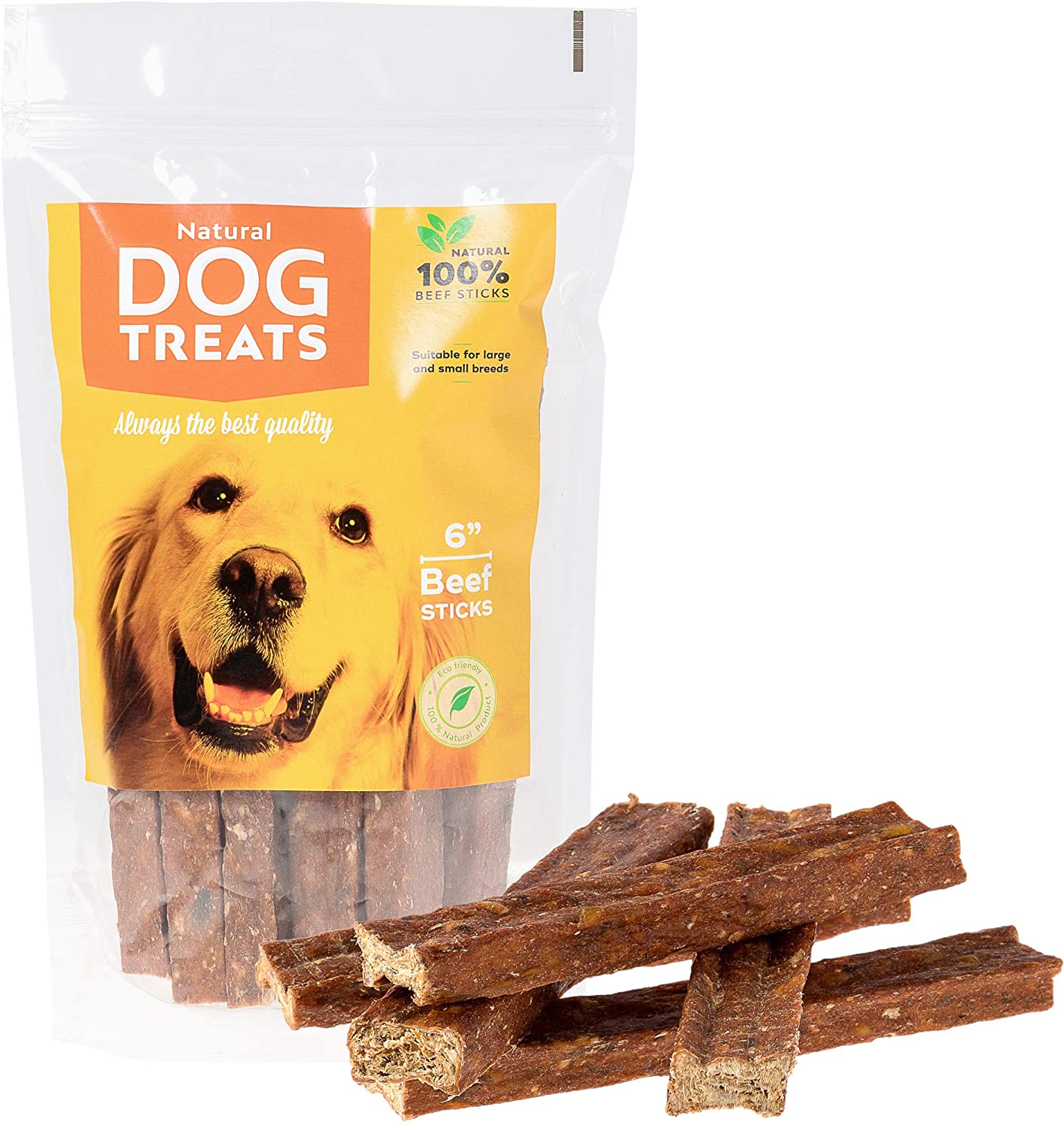 Premium 6-inch Beef Meat Sticks for Dogs Dried Rawhide Treats, 5 Pieces ...
