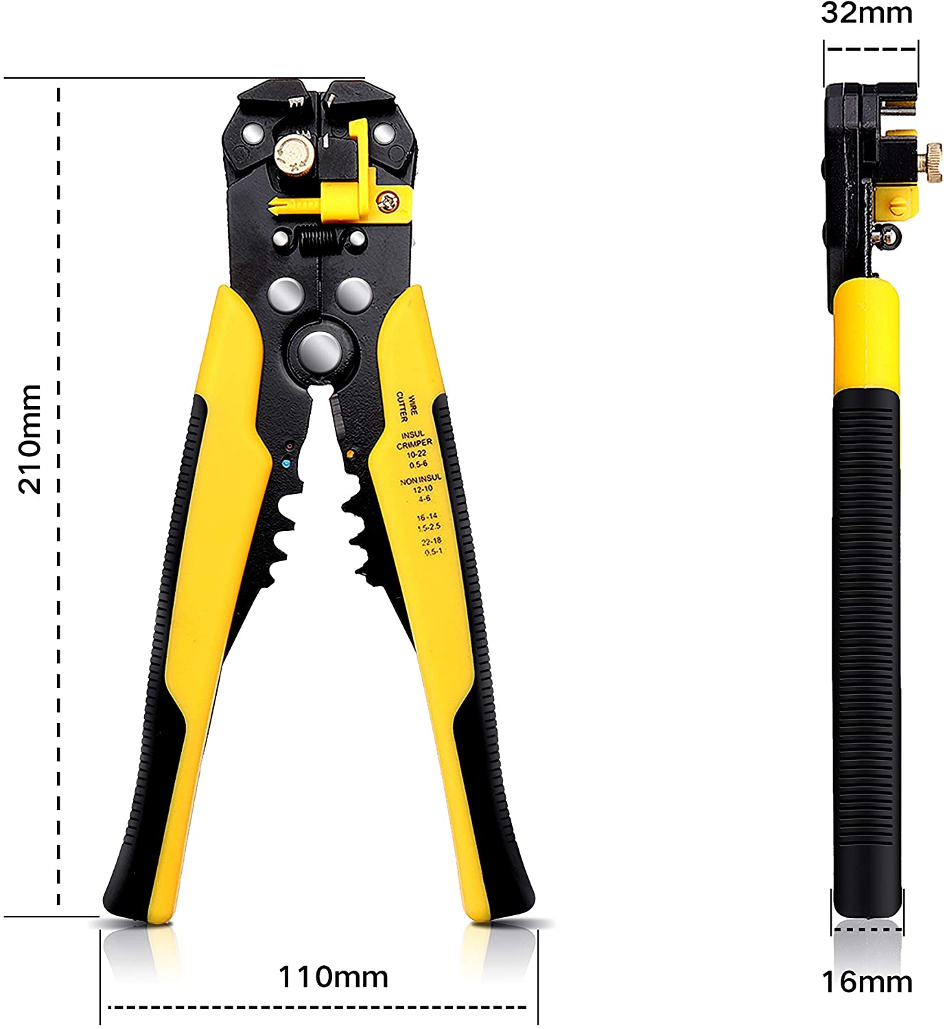 DANIU Stripper Cutter AWG10-24 Professional Wire Stripper Plier Self ...