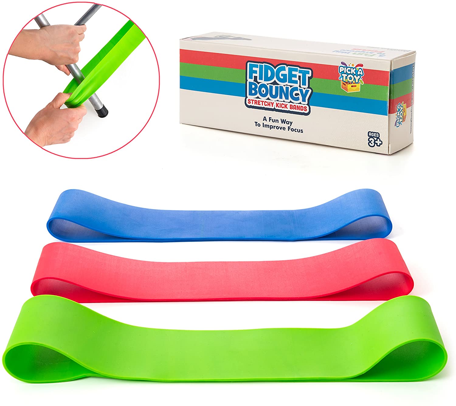 Stretchy Resistance Fidget Bands Toy For Kids 3 Pack | Bounce, Kick ...
