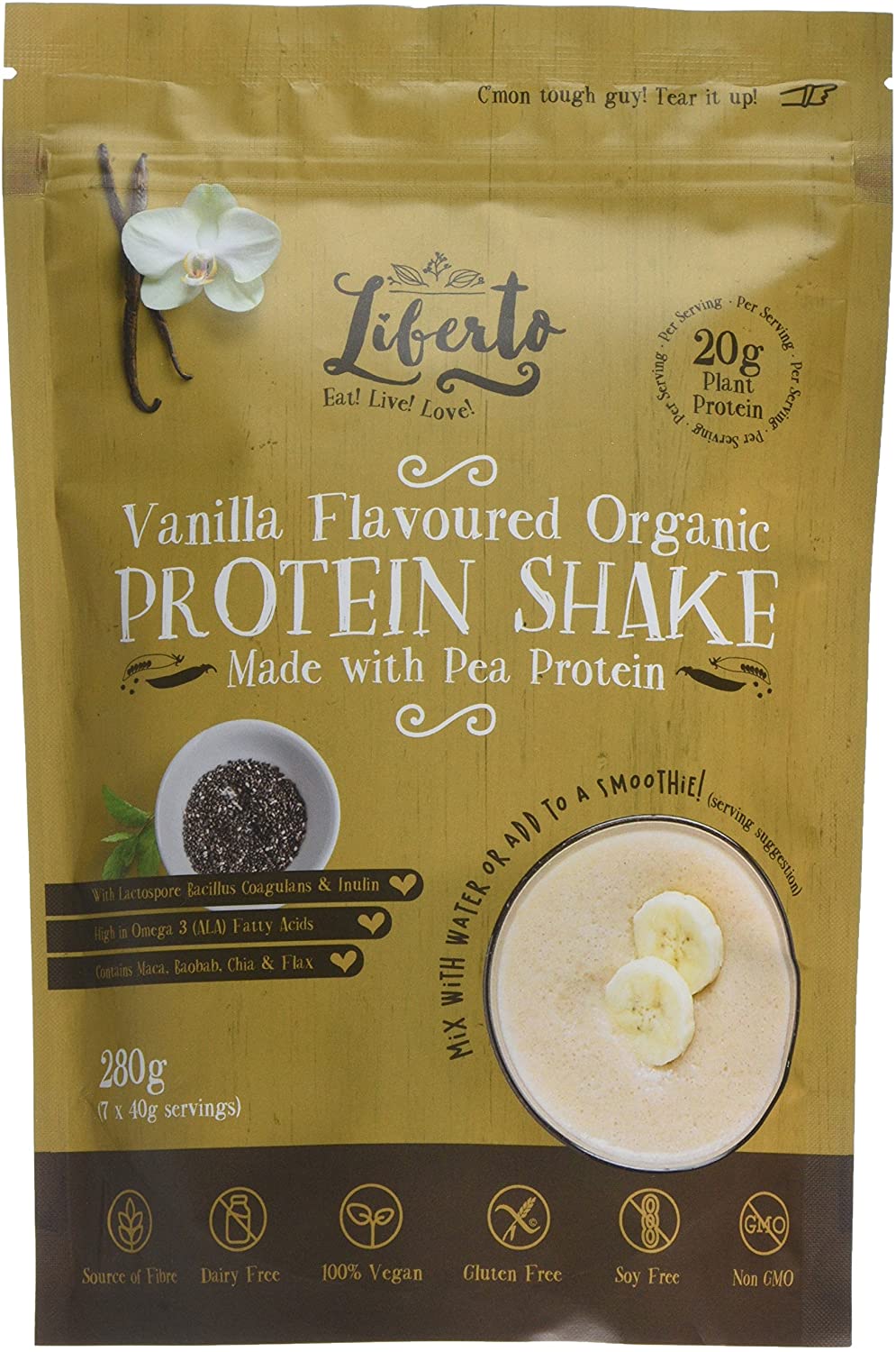 Liberto Organic Vegan Vanilla Protein Shake 280g (7 Servings) – BigaMart