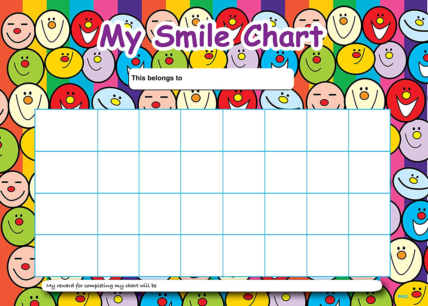 Sticker Solutions A4 Smile Reward Chart with 25 Stickers – BigaMart