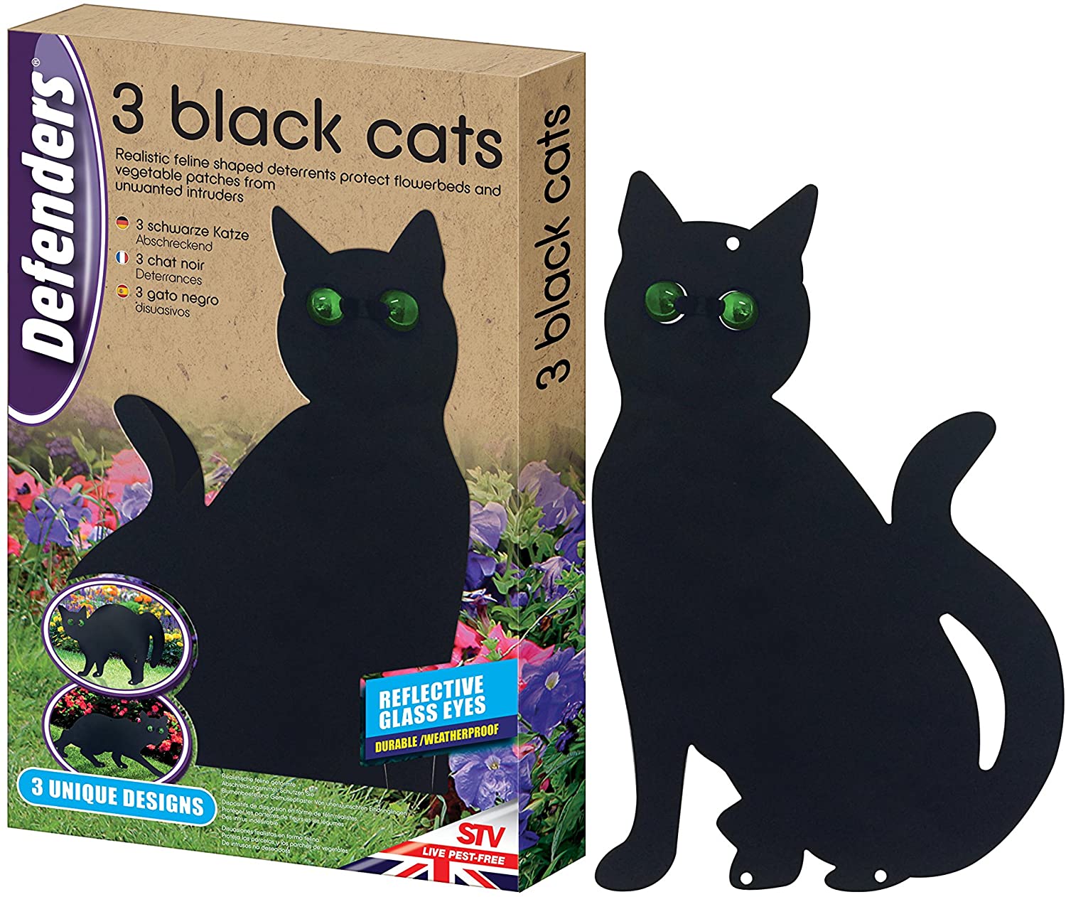 Defenders Three Black Cats Decorative Deterrents, Cat Garden Repeller ...
