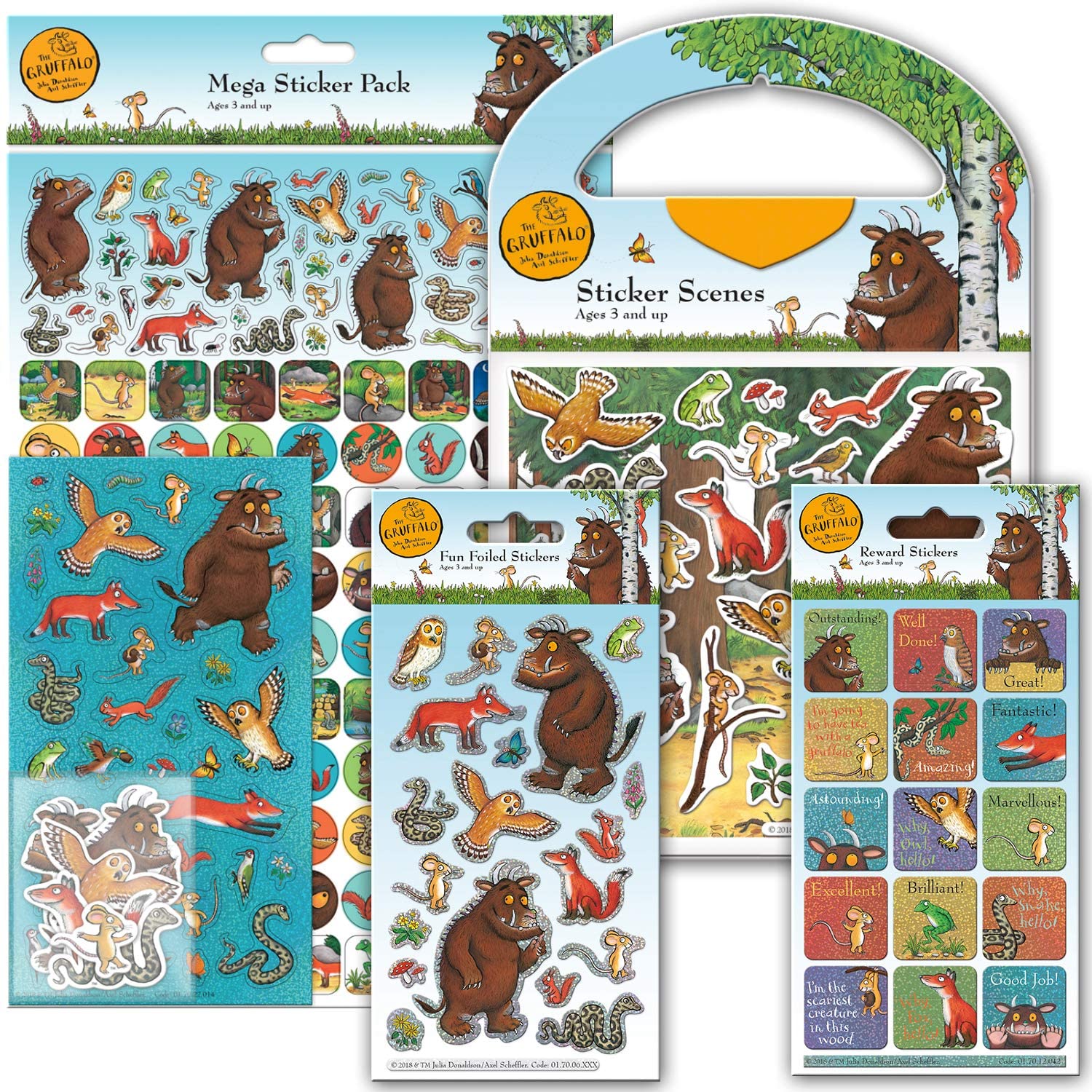 Paper Projects 01.70.24.041 Gruffalo Super Sticker Pack, Blue, 29.7cm x ...