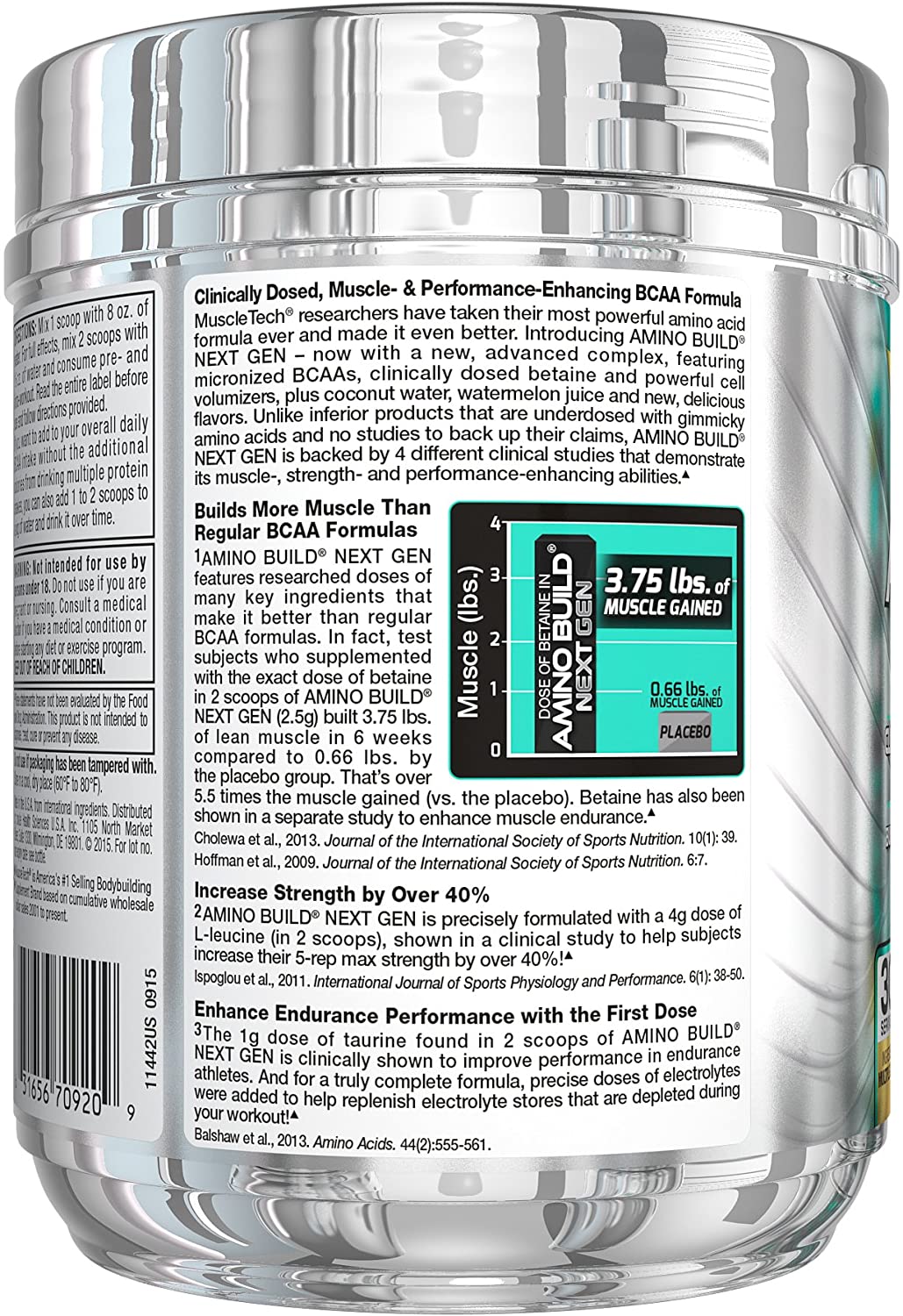 BCAA Amino Acids and Electrolyte Powder, MuscleTech Amino Build, 7g of ...