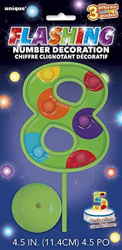 Unique Party 37038 – Flashing Number 8 Cake Topper Decoration – BigaMart