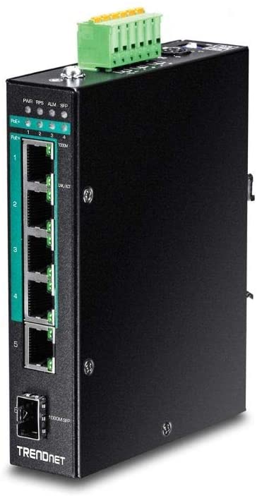 TRENDnet 5-Port Hardened Industrial Gigabit PoE+ DIN-Rail Switch, TI ...