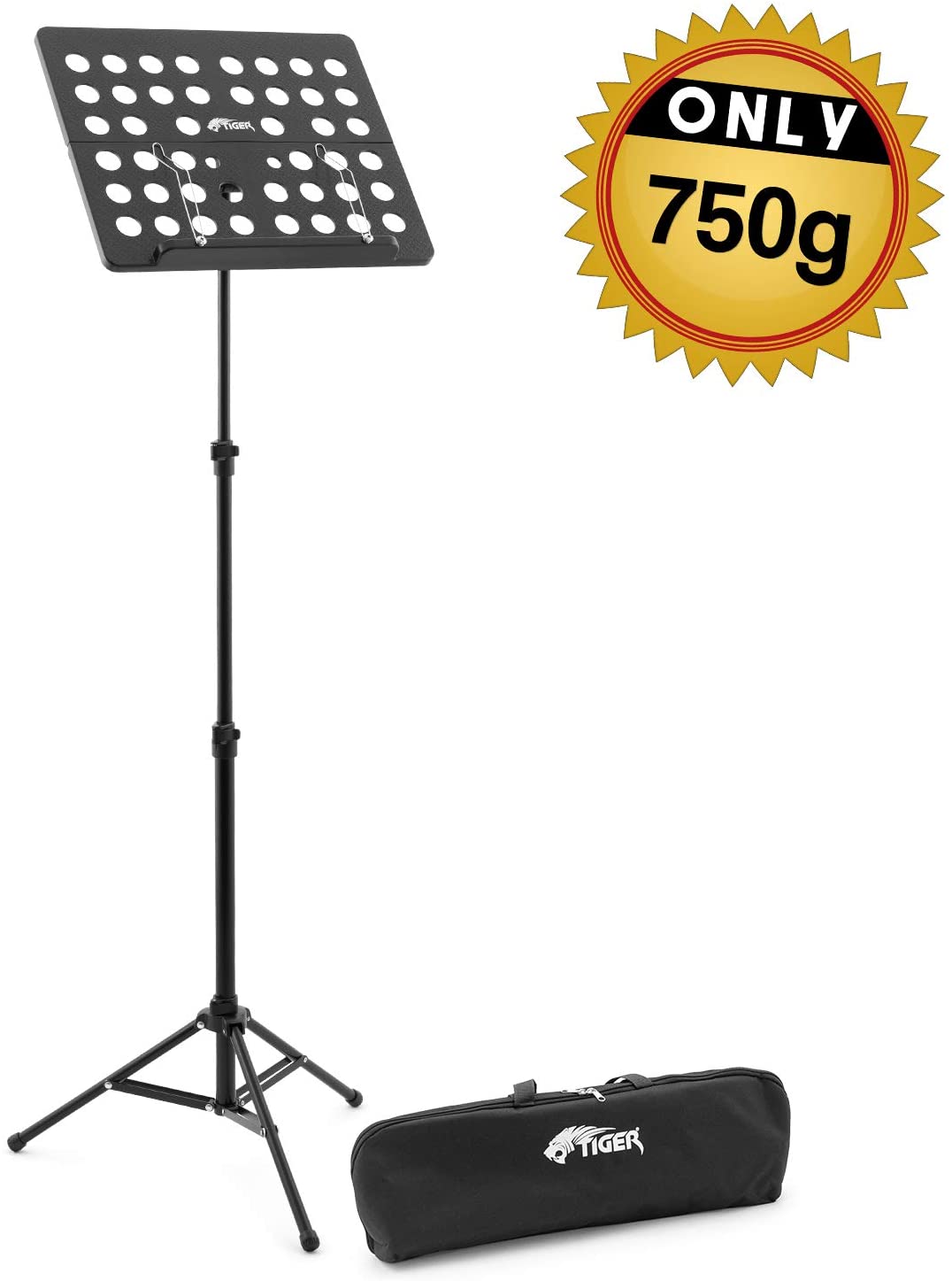 TIGER MUS77-BK | Lightweight Music Stand and Carry Bag | 0.75kg | Black ...
