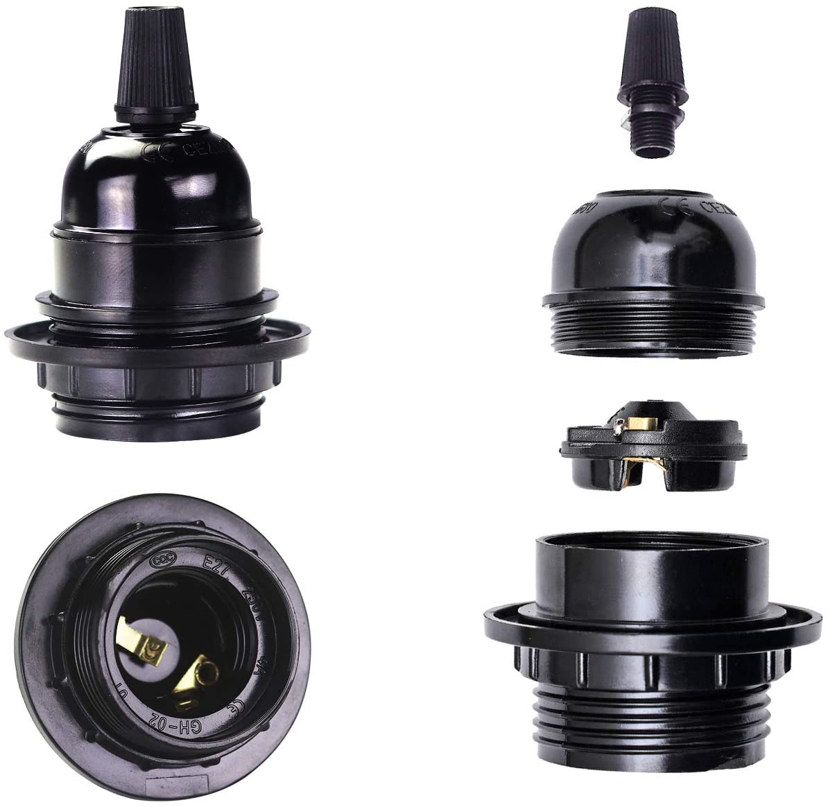 E27 Lamp Holder, Vintage Bulb Holders, Black Bakelite Edison Screw ...