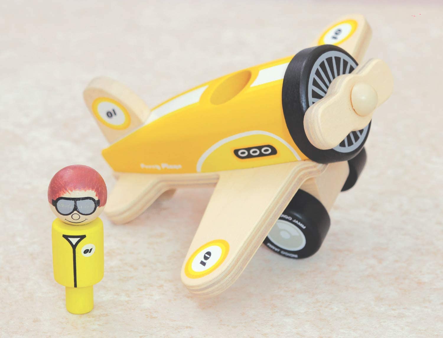 Indigo Jamm Percy Plane, Retro Wooden Toy Aircraft Vehicle with ...