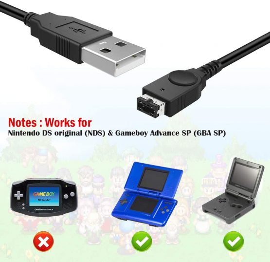 GBA/SP/DS Original Charger Cable 2 Pack, 6amLifestyle USB Power ...