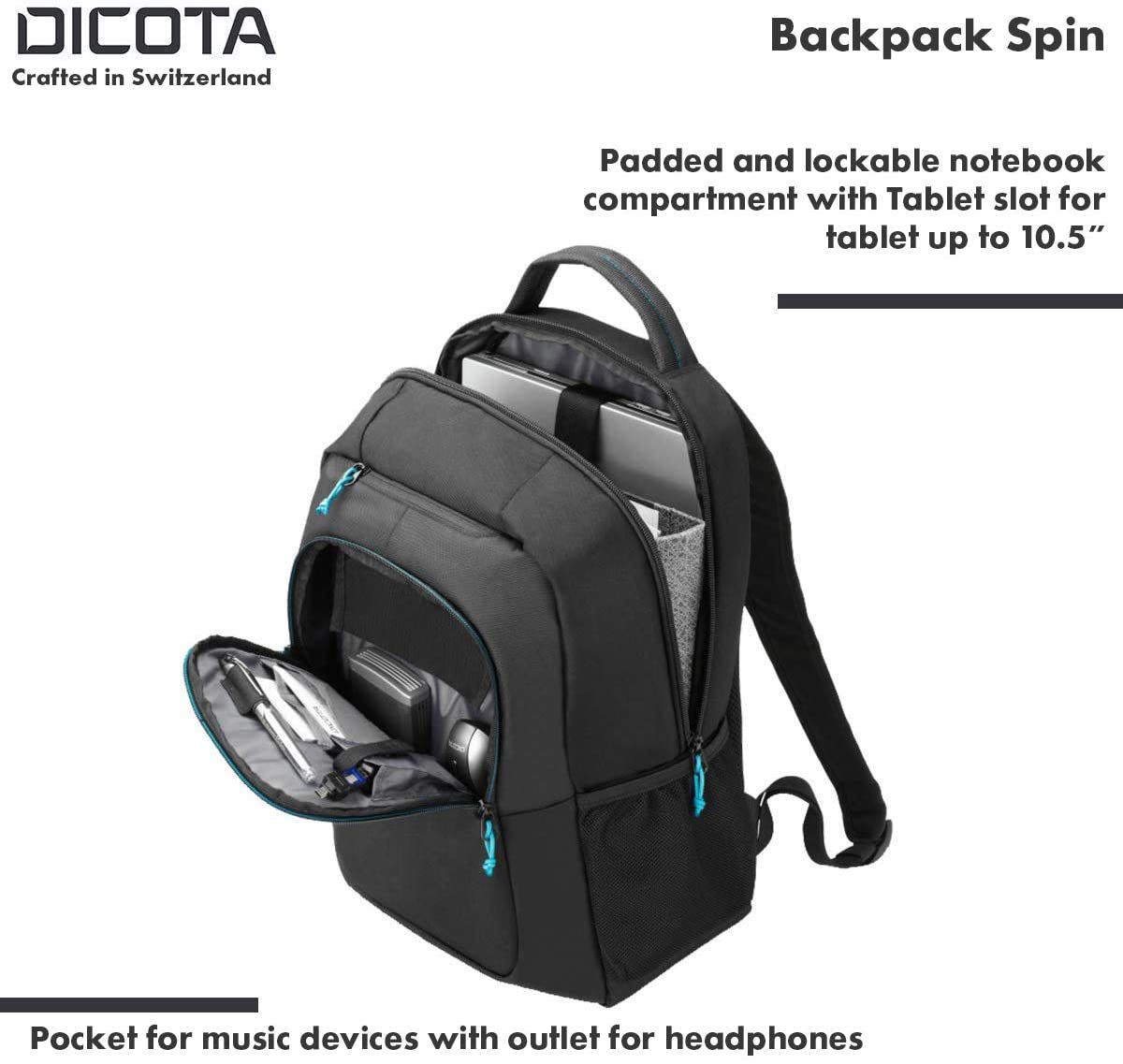 Dicota Spin Backpack Laptop Bag 14-15.6″ – Black – BigaMart