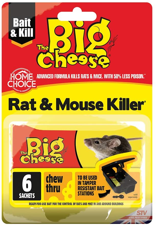 The Big Cheese STV244 Rat & Mouse Killer Grain Bait Sachets 6 x 25g ...