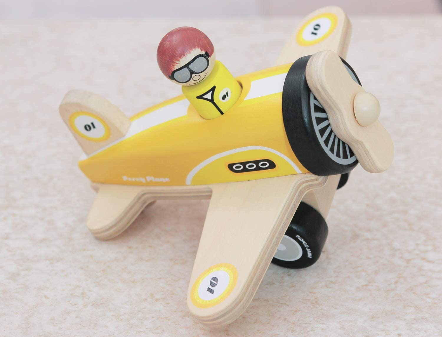 Indigo Jamm Percy Plane, Retro Wooden Toy Aircraft Vehicle with ...