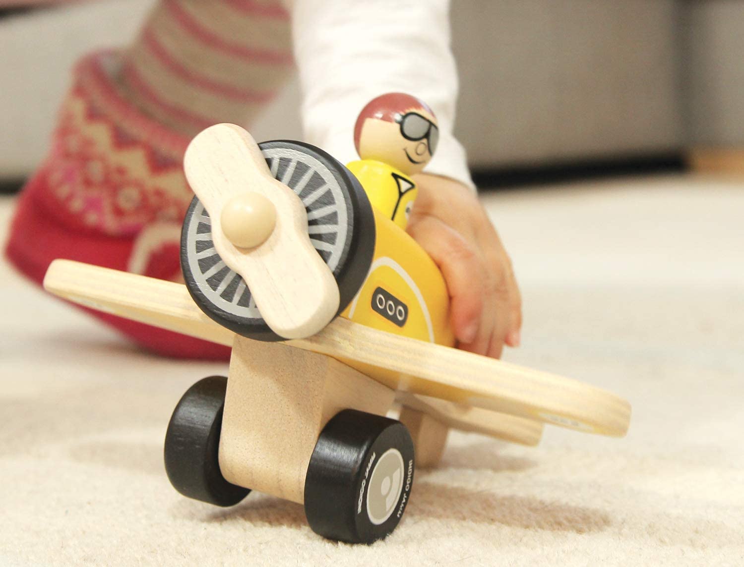 Indigo Jamm Percy Plane, Retro Wooden Toy Aircraft Vehicle with ...