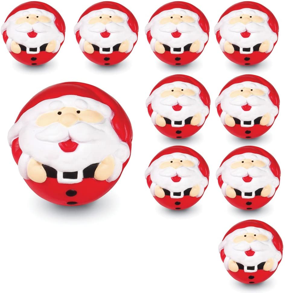 eBuyGB Festive Christmas Stress Play Ball, Foam, Santa Claus, Pack of ...