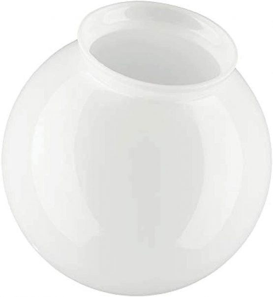 20cm dia. (8”) Splayed Neck Replacement White Glass Spherical Globe ...