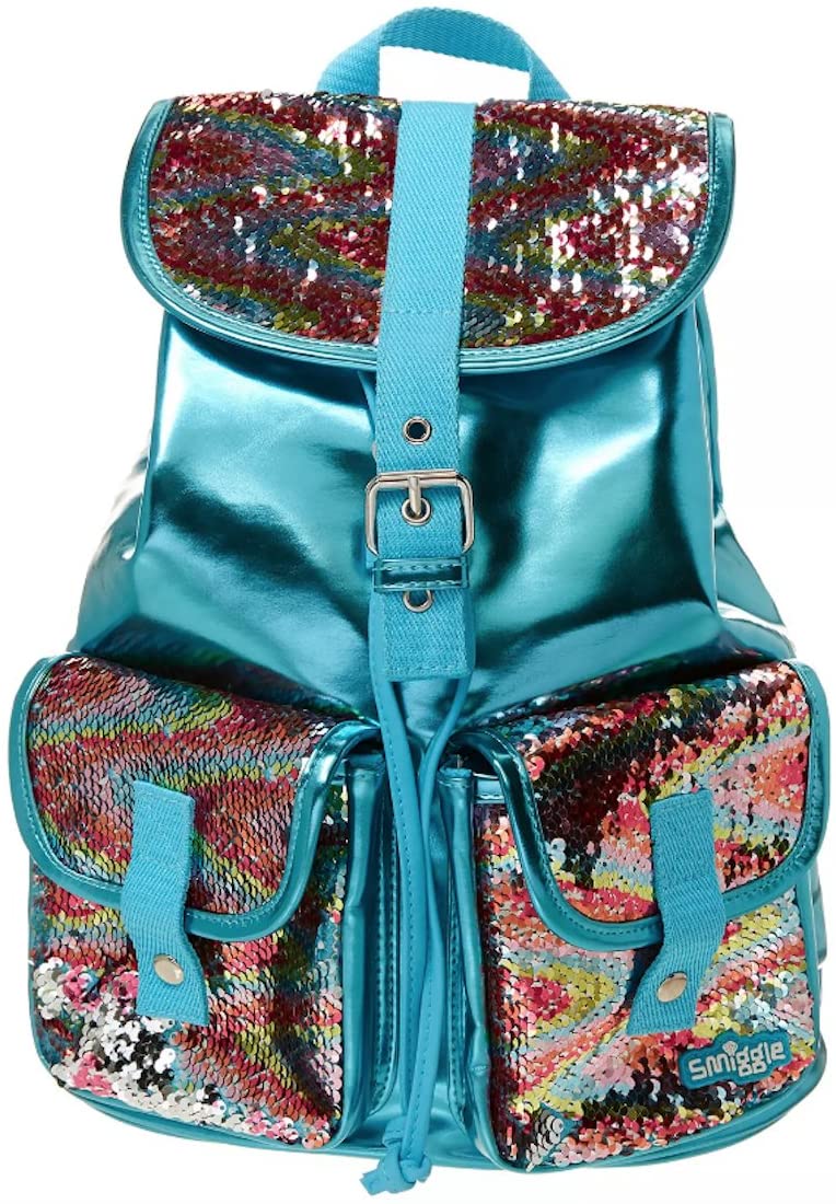 Smiggle Backpack Sparkle Go-Girl – Blue with Reversible Rainbow Sequin ...
