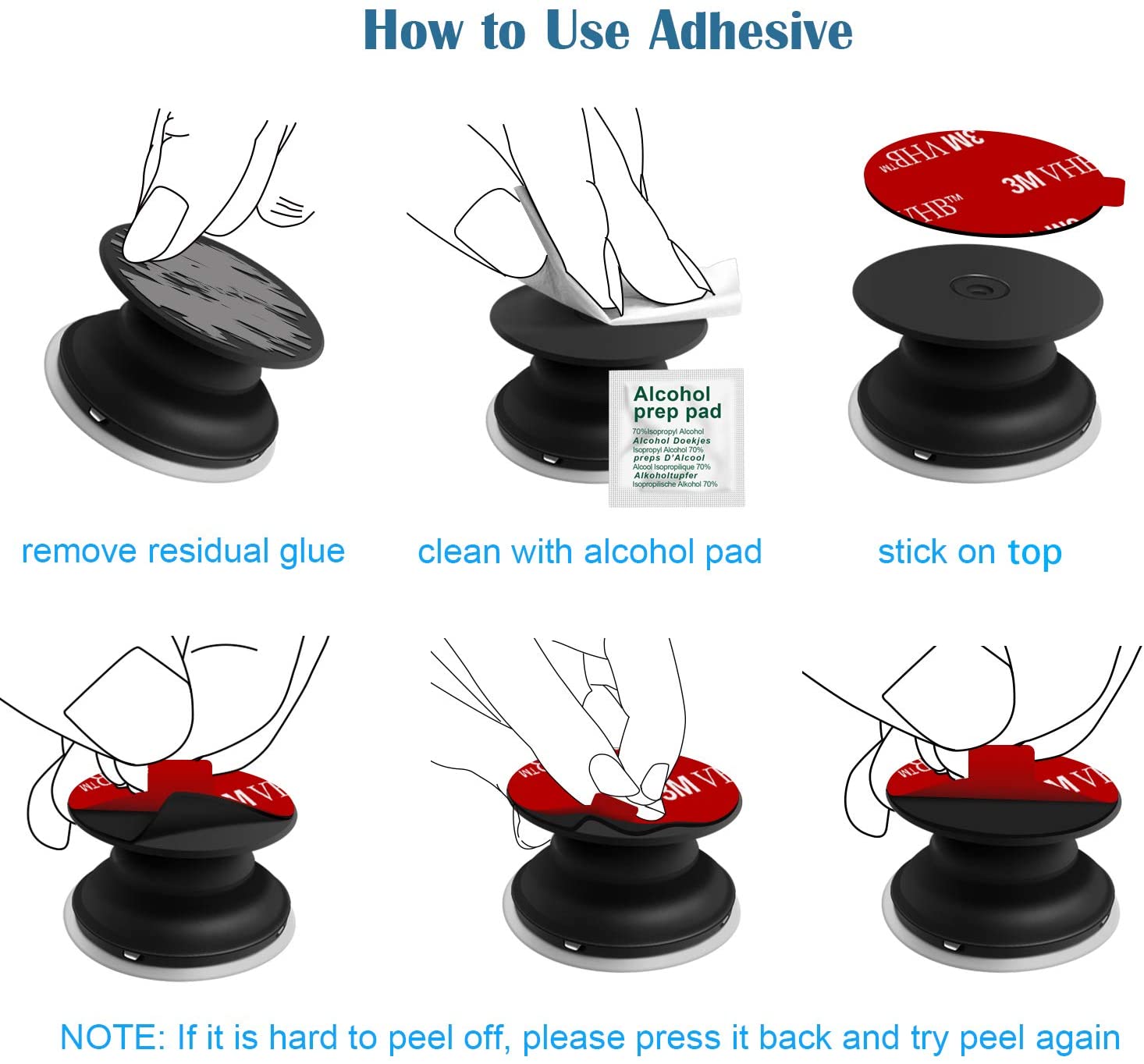 3M Sticky Adhesive Pad Replacement for Collapsible Grip Stand, VOLPORT ...