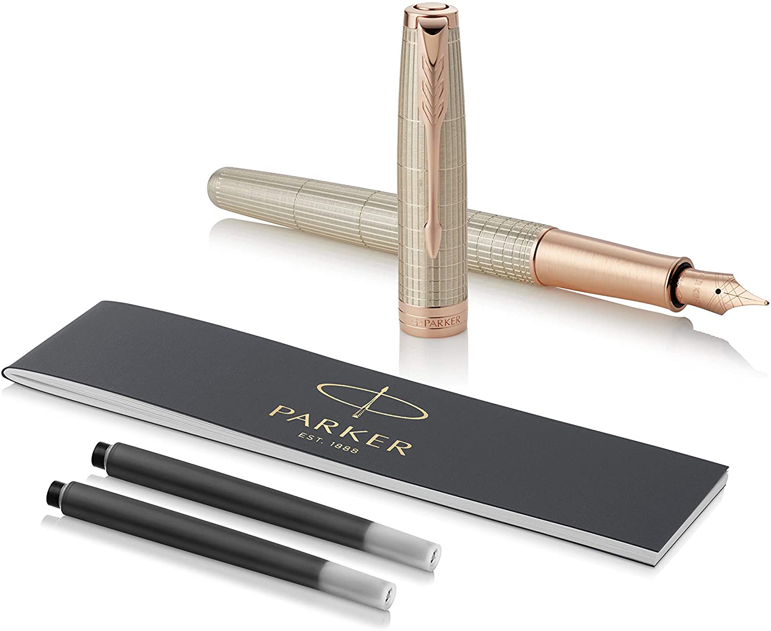 Parker Sonnet Fountain Pen | Chiselled Silver with Rose Gold Trim ...