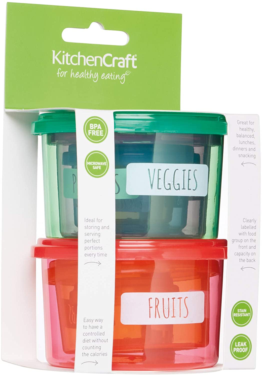 KitchenCraft Healthy Eating Portion Control Pots (Set of 7), Multi ...