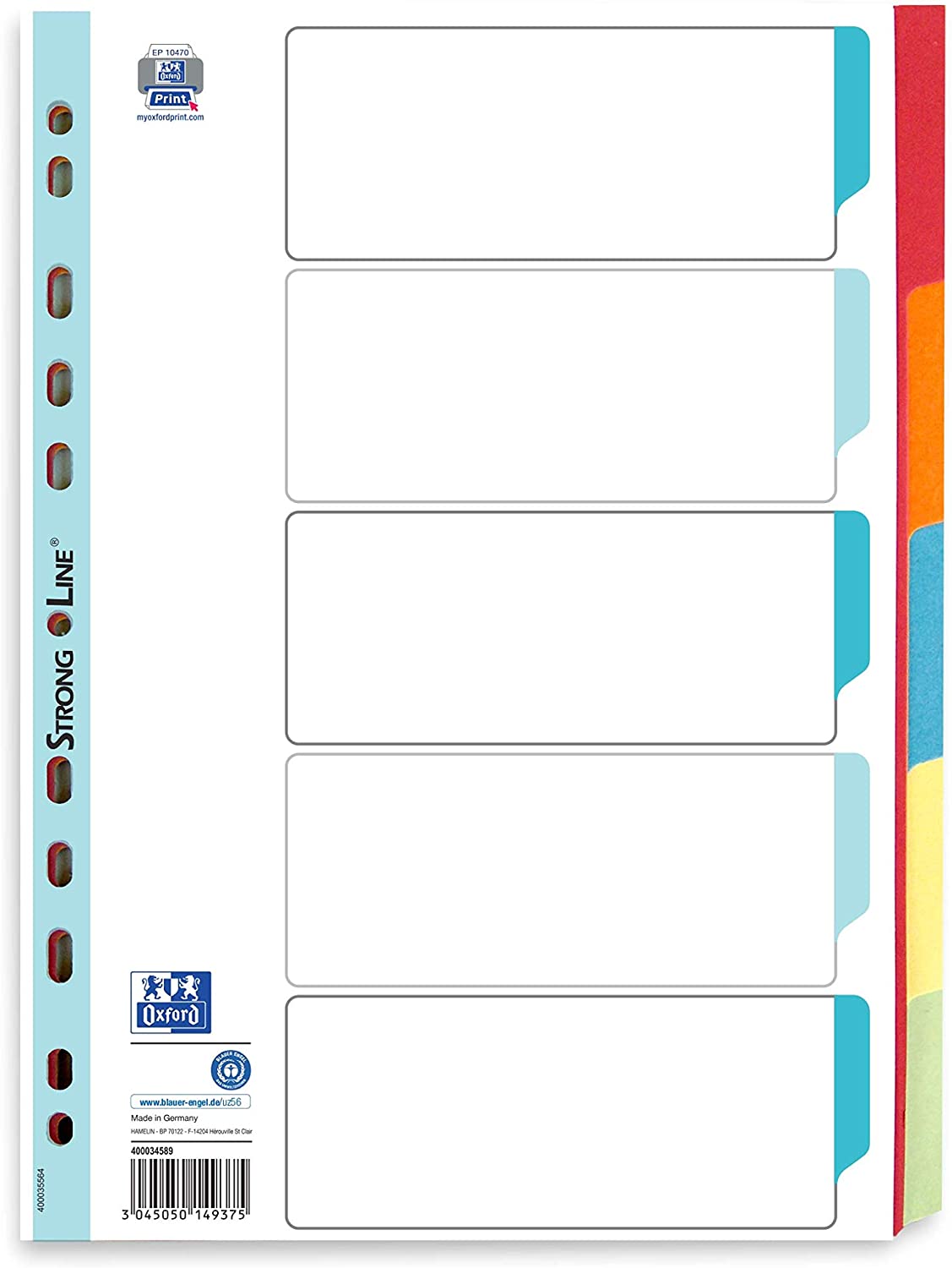 Elba Card Divider Set Strong Line Blank, 5 Sheets 1 Register – BigaMart