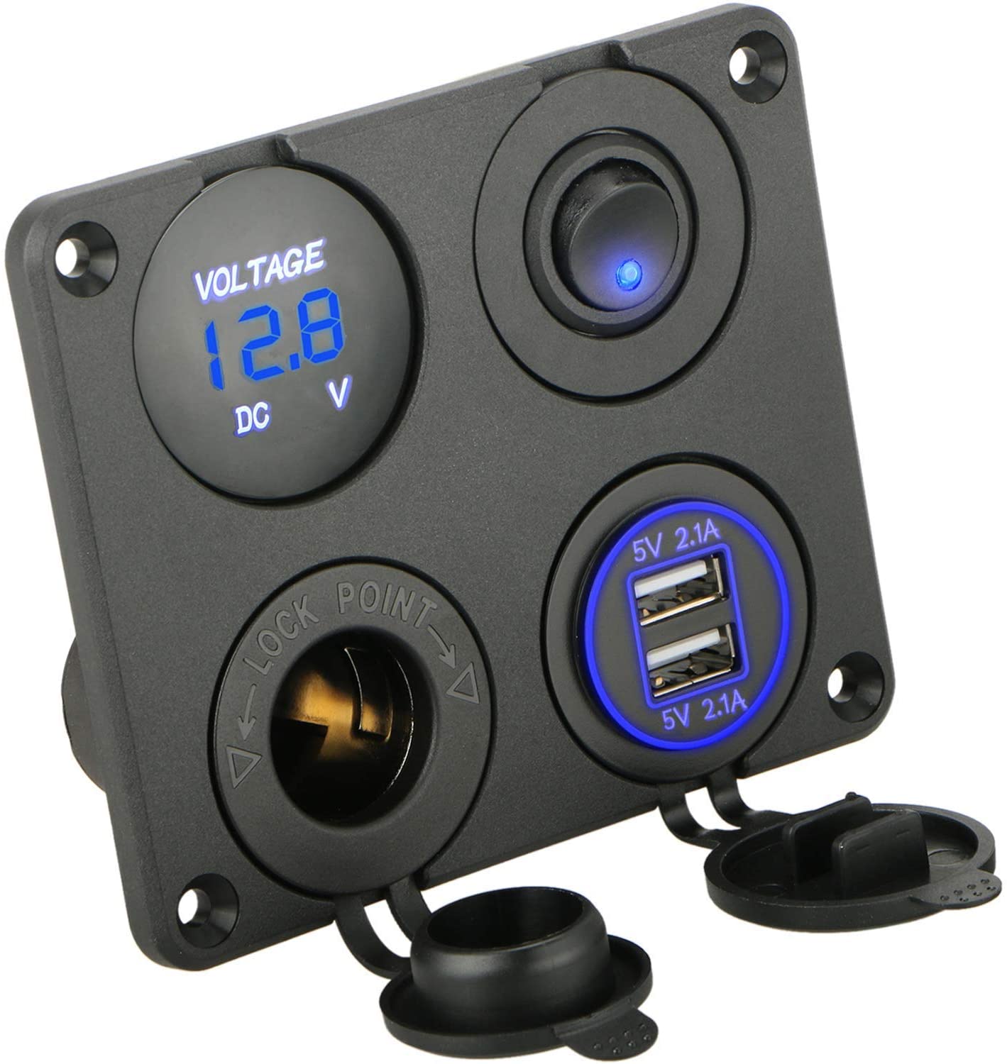 Dual USB Charger Socket Panel 12V 4.2A Power Outlet LED Voltmeter ...