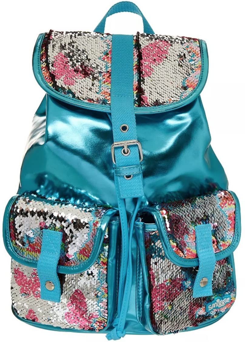 Smiggle Backpack Sparkle Go-Girl – Blue with Reversible Rainbow Sequin ...
