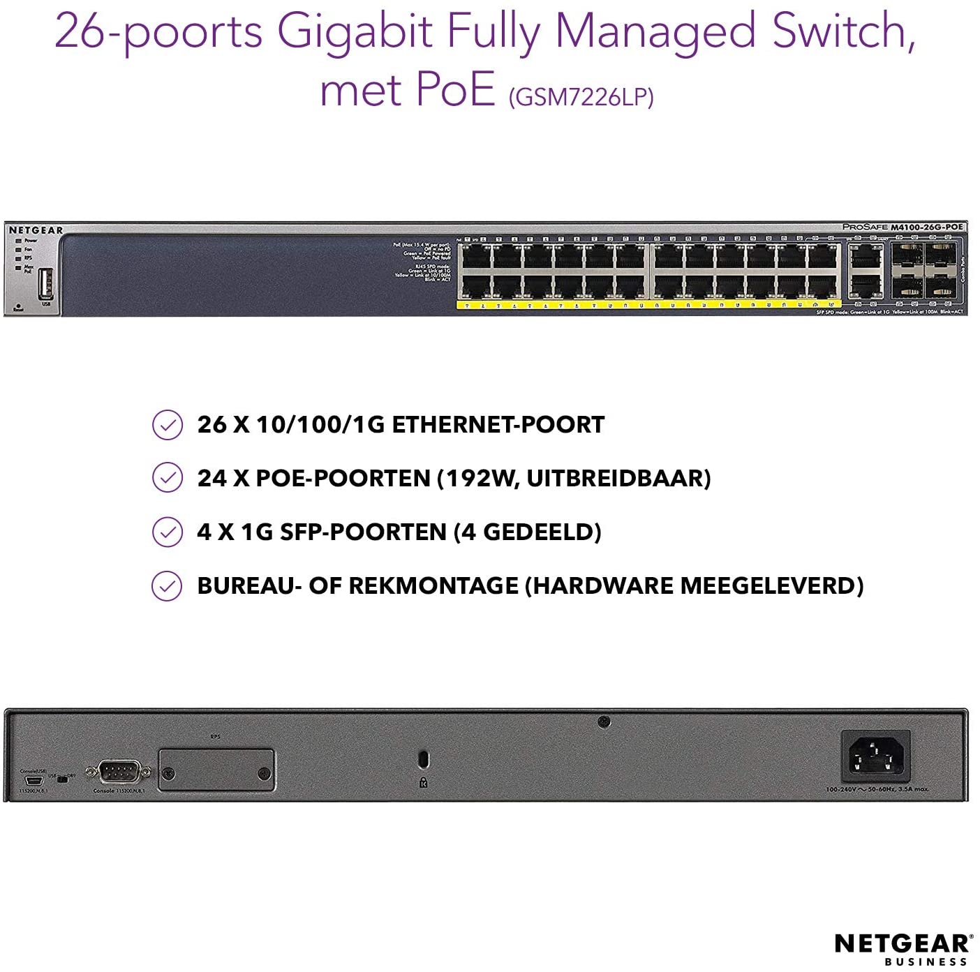 NETGEAR 26-Port Gigabit Ethernet Fully Managed PoE Switch (GSM7226LP ...